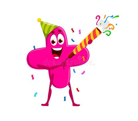 Cartoon Math Plus Symbol Character Birthday Stock Vector Illustration