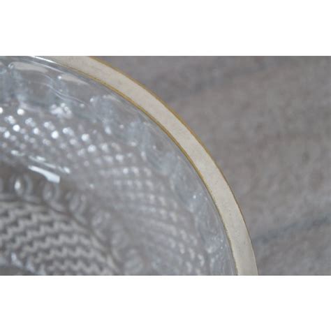 Mid Century Pressed Glass Silver Plate Centerpiece Fruit Serving Bowl