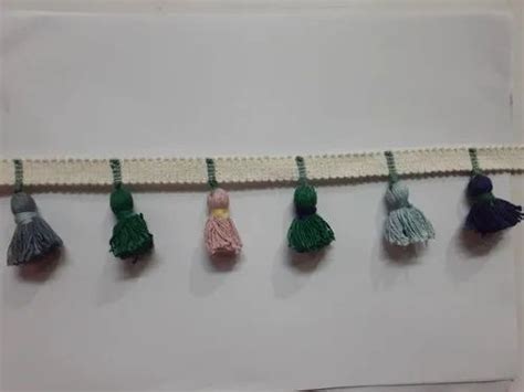 Hand Made Arte Craft India Multicolour Cotton Tassel Lace For Home