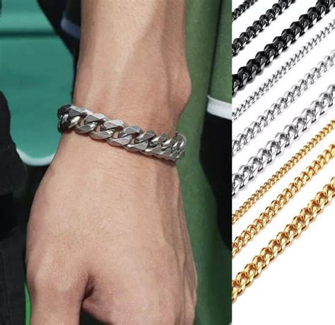 Chain Bracelet Stainless Steel Curb Cuban Link Chain Men Women Etsy