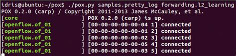 Status Of Pox Controller Connecting Switches Of Tree Topology
