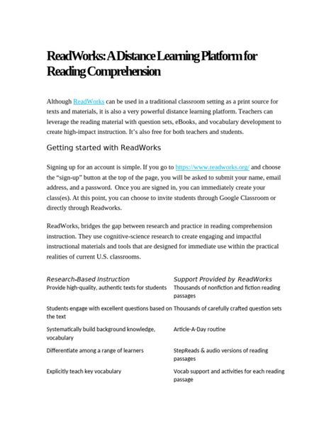 Readworks Pdf