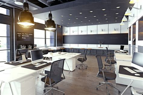 현대적인 아늑한 로프트 사무실 인테리어 3d 렌더링 사진 Unsplash의 사업 이미지