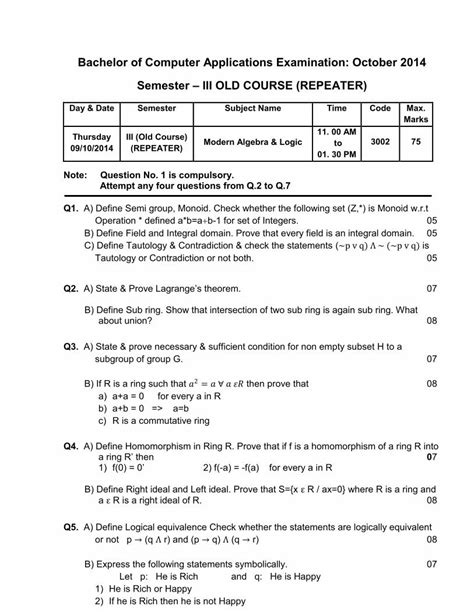 Pdf Semester Iii Old Course Repeater Bachelor Of Computer