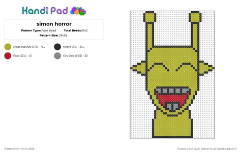 Simon Horror Fuse Bead Pattern Kandi Pad Kandi Patterns Fuse Bead