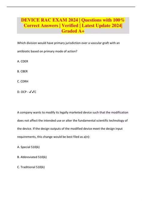 Device Rac Exam 2024 Questions With 100 Correct Answers Verified Latest Update 2024