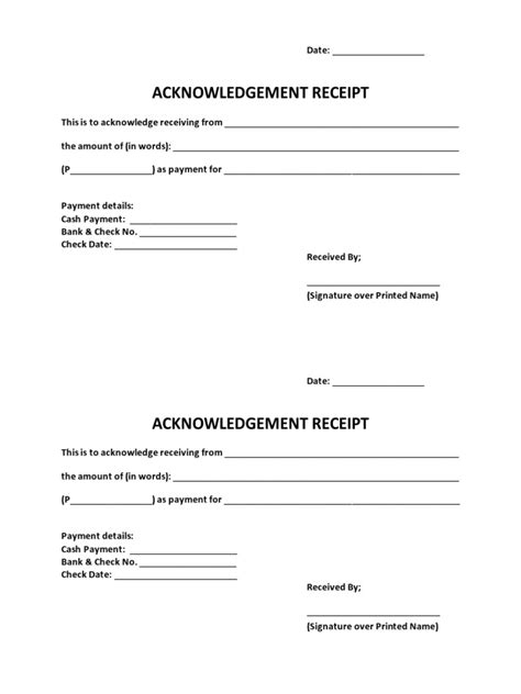 Acknowledgement Receipt Template Technology Pinterest