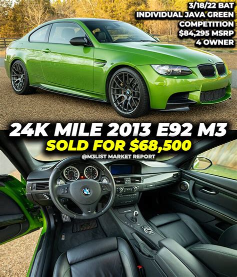 24k Mile Java Green E92 M3 Sells For 68 500