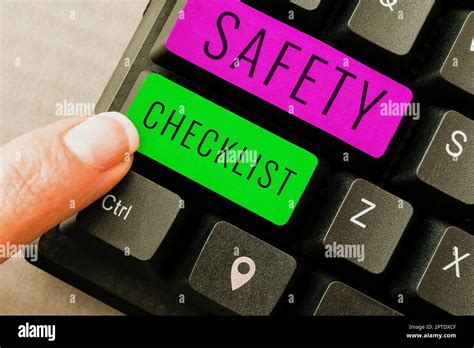 Hand Writing Sign Safety Checklist Word For List Of Items You Need To Verify Check Or Inspect