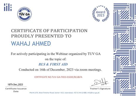 wahaj ahmed on linkedin delighted to announce that i have completed bls and first aid awareness