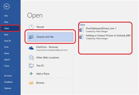 Shared With Me New Feature In Office 2016 Windows Mac And More
