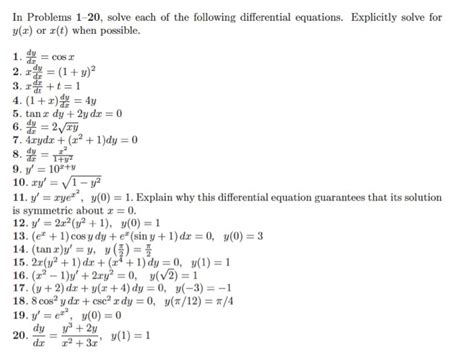 Solved In Problems 1 20 Solve Each Of The Following