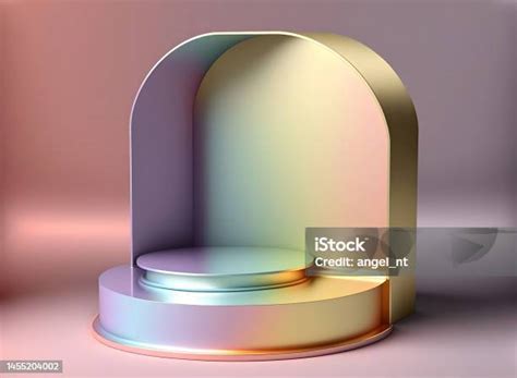금속 색상 연단 반사 기하학적 모양 아르 데코 파스텔 색상 미용 제품 쇼케이스 3d 렌더링 바닥재에 대한 스톡 사진 및 기타