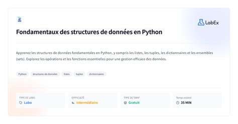 structures de données en python tutoriels de programmation labex