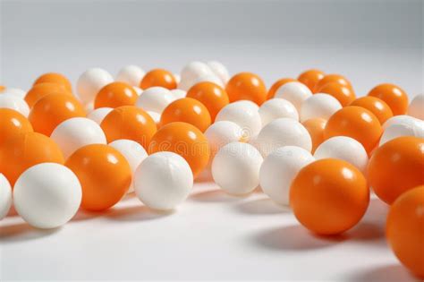 Orange Ping Pong Balls With White Balls Generative Ai Stock