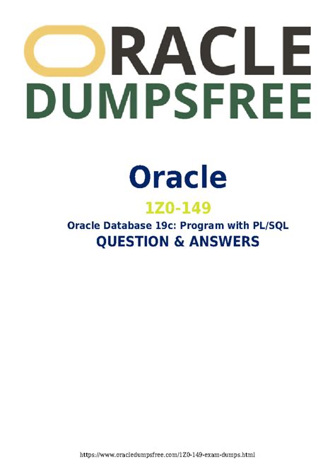 1z0 149 Oracle Database Program With Plsql Exam Number 1z0 149