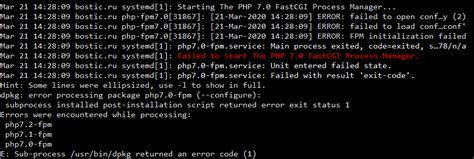 Error Restart Of Php70 Fpm Failed Hestia Control Panel Discourse