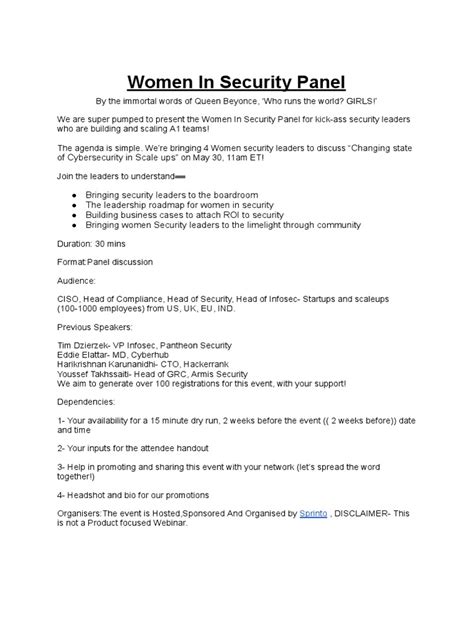 Women In Security Panel Pdf