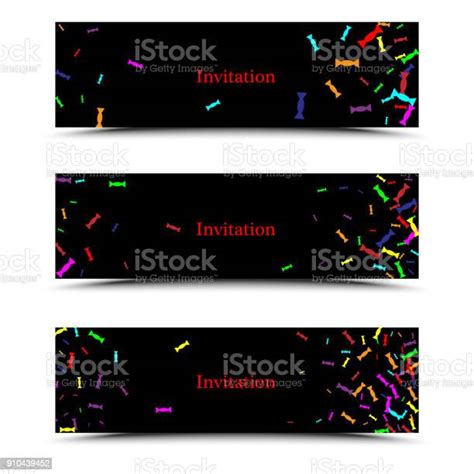 현대 창작 초대장 인사말 카드에 대 한 검은 배경에 밝은 캔디 세 번 비즈니스 브로슈어 서식 파일 3에 대한 스톡 벡터 아트 및 기타 이미지 Istock