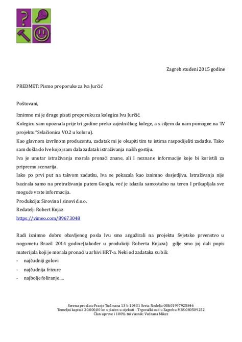 Pismo Preporuke Iva Mjurcic