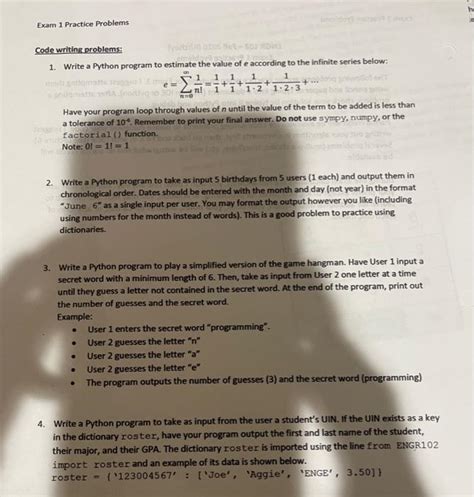 Solved Questions 1 4 They Must Be In Python Code And Follow