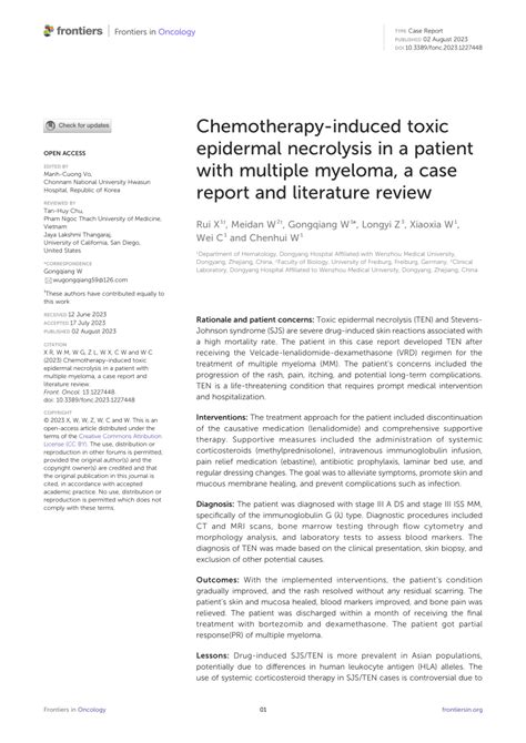 Pdf Chemotherapy Induced Toxic Epidermal Necrolysis In A Patient With