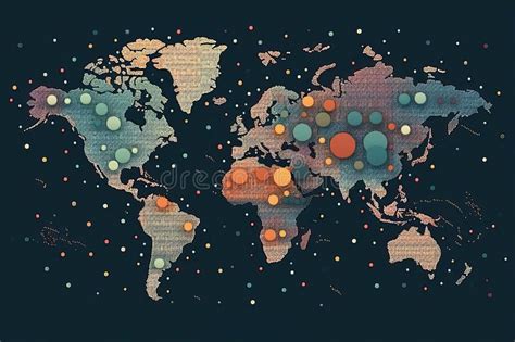 Dotted World Map Circles Falling Apart Generative Ai Stock Illustration Illustration Of