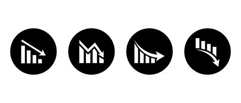 Decreasing Graph Icon Set Collection Arrow Going Down Sign Symbol Vector Market Crash Concept