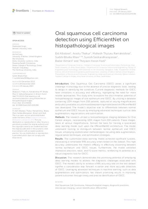Oral Squamous Cell Carcinoma Detection Using Efficientnet On