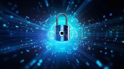 Lock Digital Background Cyber Security Symbol Neural Network Ai
