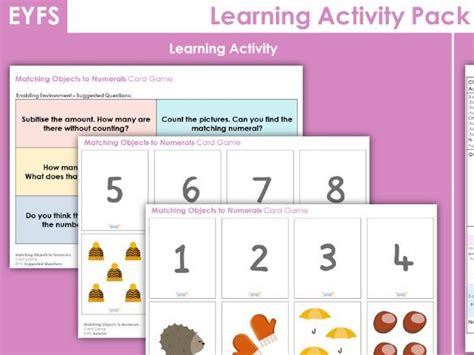 Eyfs Matching Objects To Numerals Card Game 0 12 Learning Activity Autumn Teaching Resources