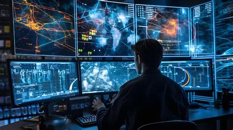 Premium AI Image A Data Wizard In A Network Control Center Managing