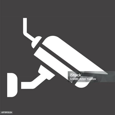 Surveilance 카메라 고체 아이콘 보안 및 Cctv 벡터 그래픽 검은 배경에 Eps 10 문양 패턴 가득 찬에 대한 스톡
