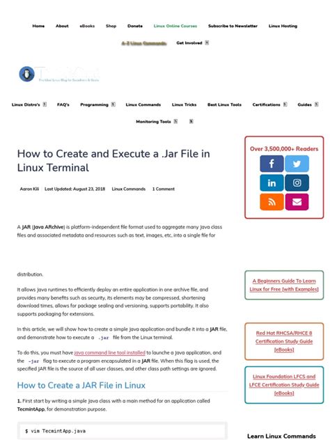 How To Create And Execute A Jar File In Linux Terminal Pdf Java