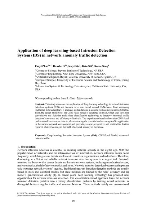 pdf application of deep learning based intrusion detection system