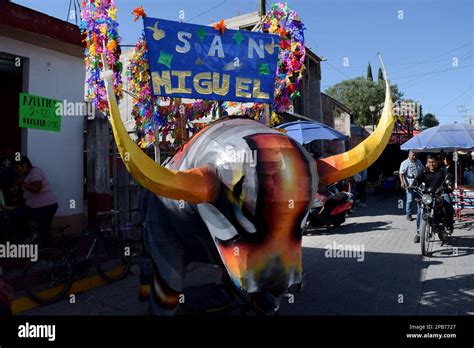 March Tultepec Mexico General View Of Monumental Cardboard Figures As Part Of The