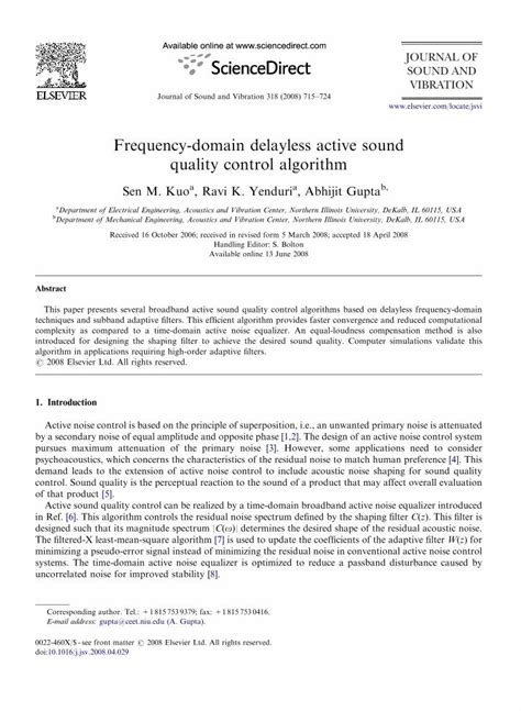pdf frequency domain delayless active sound quality control algorithm