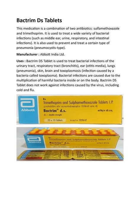 Bactrim Ds Tablets Abbott Packaging Type Stripe At ₹ 100box In Nagpur