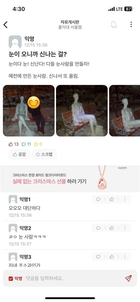 홍대 미대생 눈사람 수준 인스티즈 Instiz 이슈 카테고리