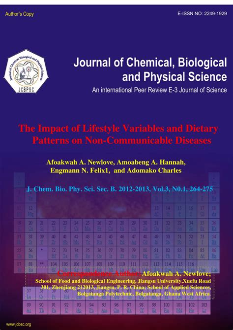Pdf The Impact Of Lifestyle Variables And Dietary Patterns On Non