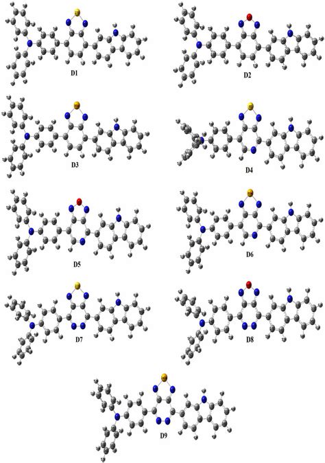 Optimized Molecular Structures Of The Designed D A D 0 Monomers In Set