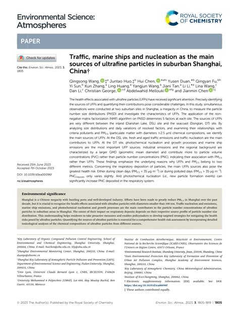 Pdf Traffic Marine Ships And Nucleation As The Main Sources Of