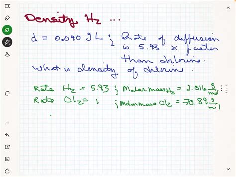 SOLVED If The Density Of Hydrogen Is 0 090 G L And Its Rate Of