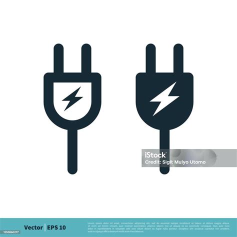 전기 연결 와이어 아이콘 벡터 로고 템플릿 일러스트 디자인 벡터 Eps 10 아이콘에 대한 스톡 벡터 아트 및 기타 이미지 아이콘 전기 연료 및 전력 생산 전자 부품