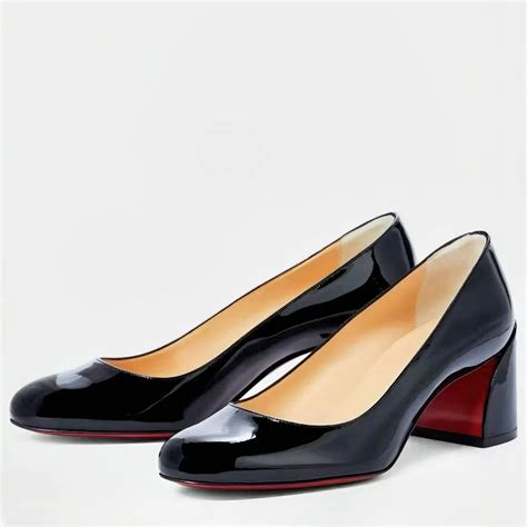 Ladies Patent Leather Pumps Round Toe Block Heel Womens Elegant Office