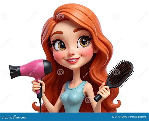 Playful 3d Cartoon Of A Redhead Hairstylist Cute Girl Hairdresser With