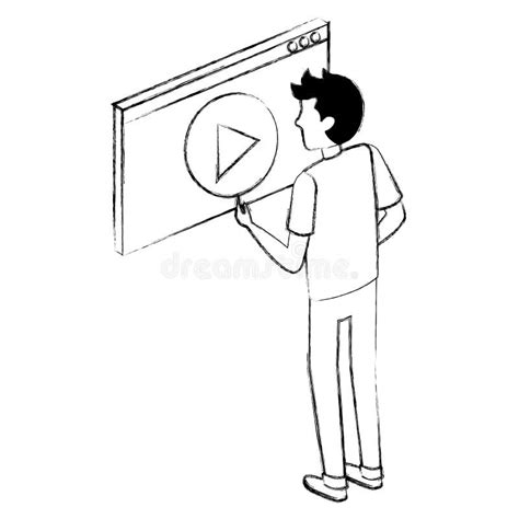 Man With Media Player Interface Stock Illustration Illustration Of