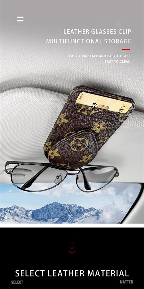 Leather Car Sun Visor Glasses Case Holder Sunglasses Clip Mount Multi
