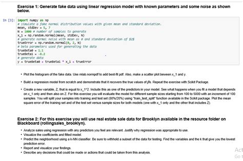 Exercise 1 Generate Fake Data Using Linear Chegg Com