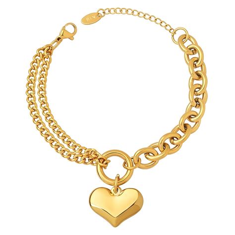 Heart Bracelet 18k Gold Plated Steel Sku 85270 4 Wholesale Supplier